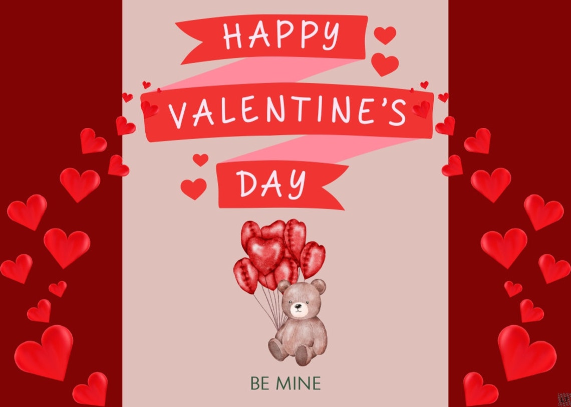 Set of 5 Romantic Valentine's Day Cards -printable Valentine Cards for ...