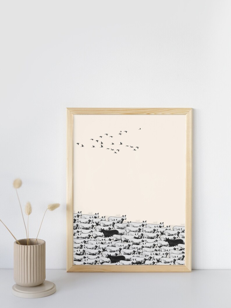 Printable Lost Sheep Abstract Art Illustration Poster - Etsy
