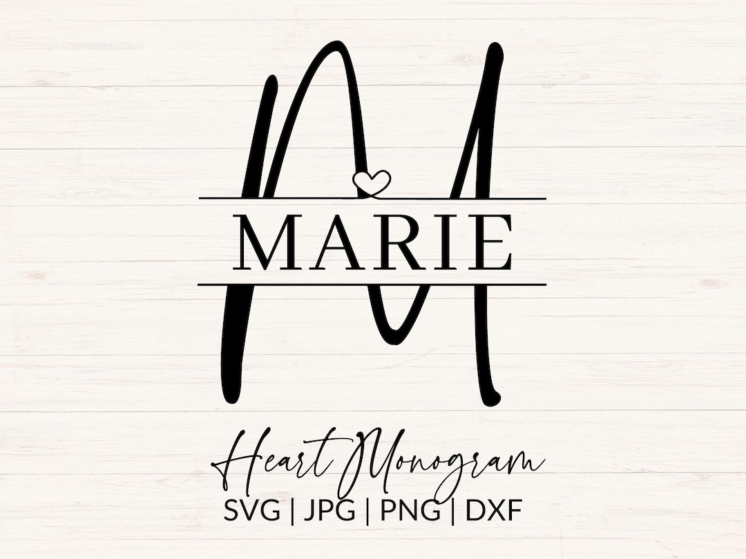 Heart Split Monogram, Script Split Monogram, Handwriting Monogram ...