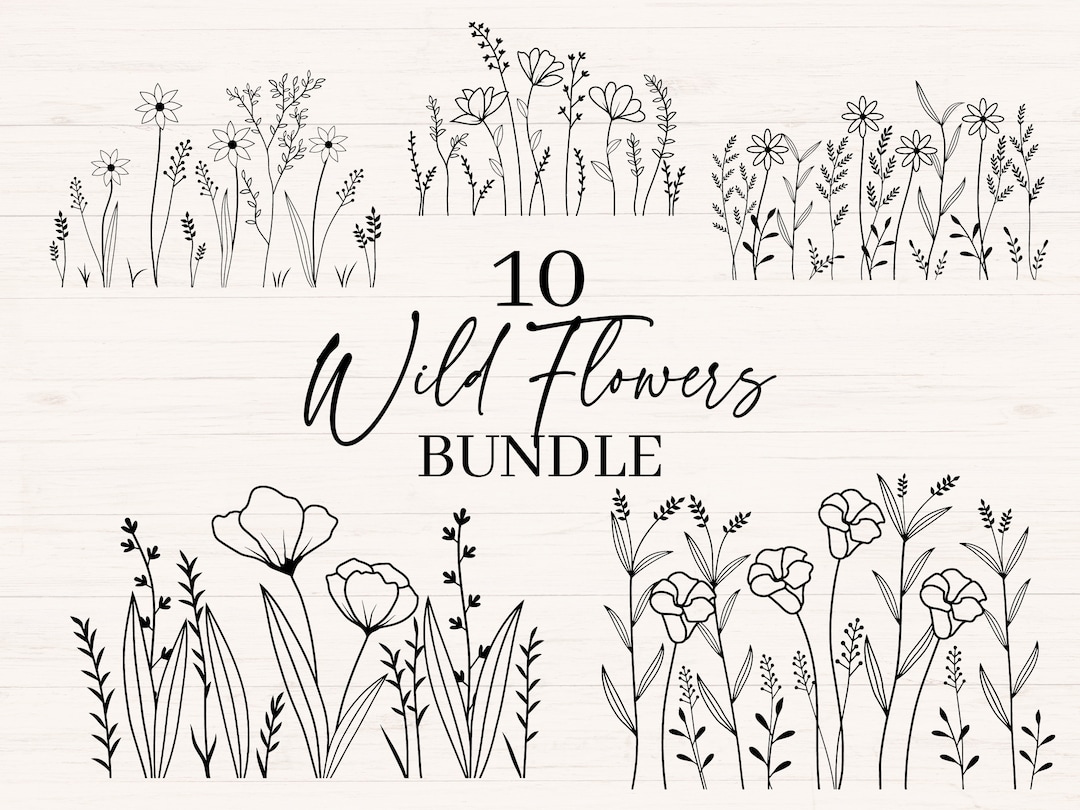 Wildflower Svg, Wildflowers Bundle, Field Flowers, Flower Border ...