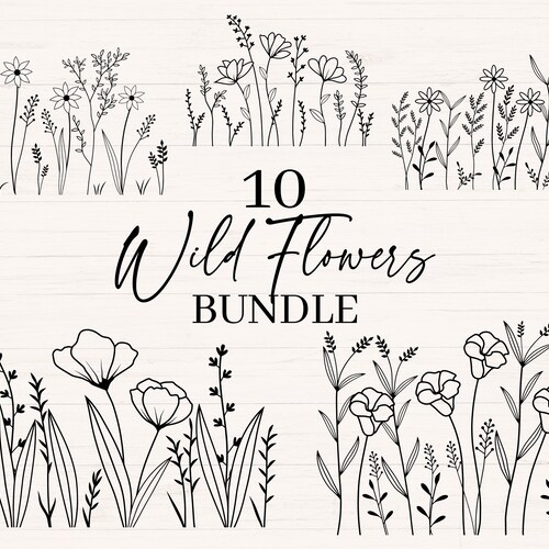 Wildflower Svg Wildflowers Bundle Field Flowers Flower - Etsy