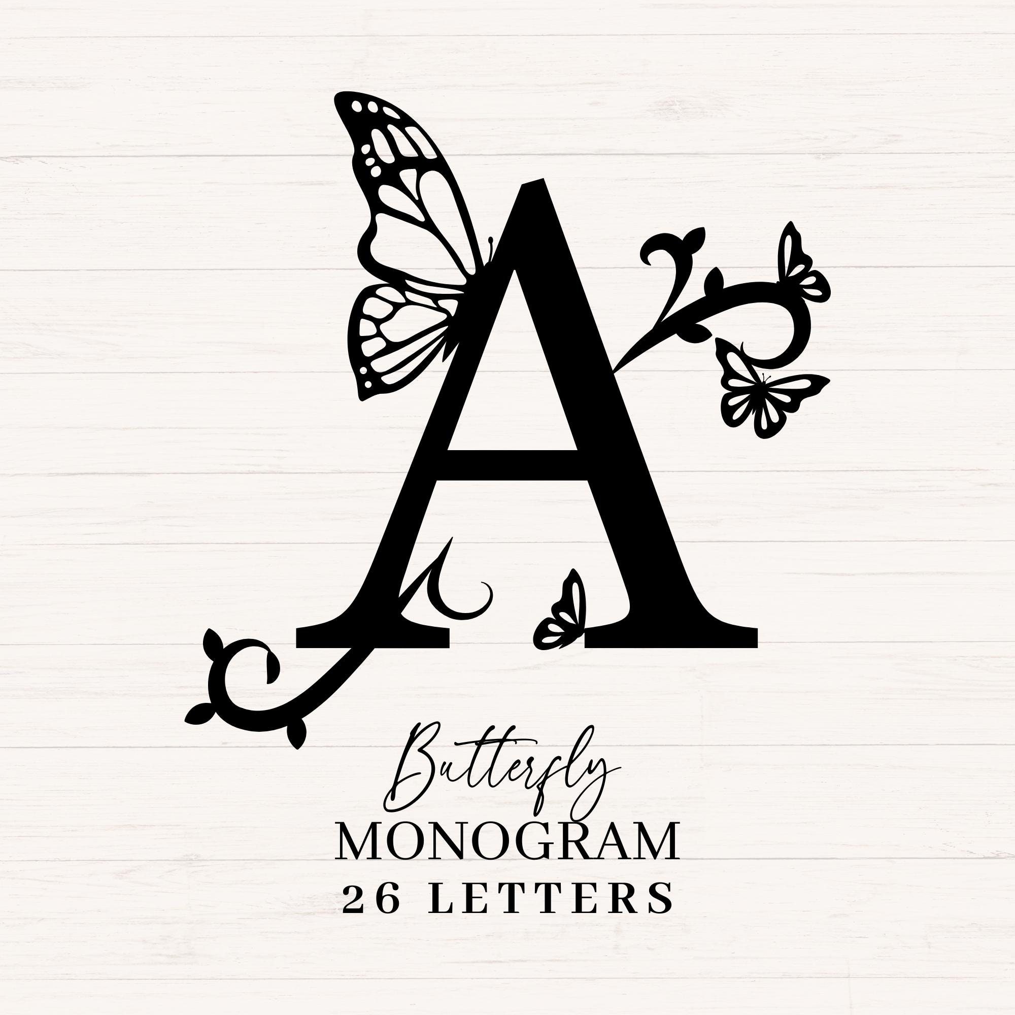 Butterfly Monogram Svg, Jpg, Png, Butterfly Alphabet Clipart, Butterfly ...