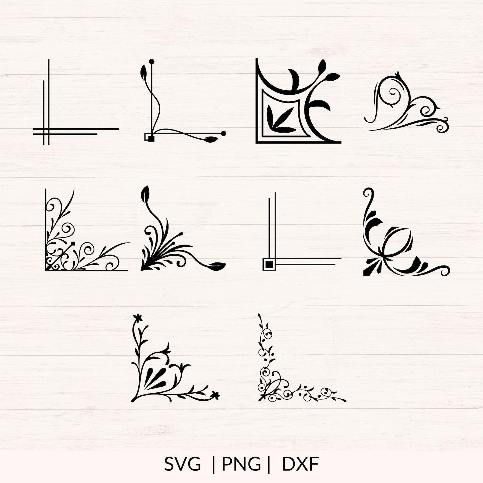 Corners Svg Bundle, Svg, Png, Dxf, Borders Svg, Frames Svg, Floral ...