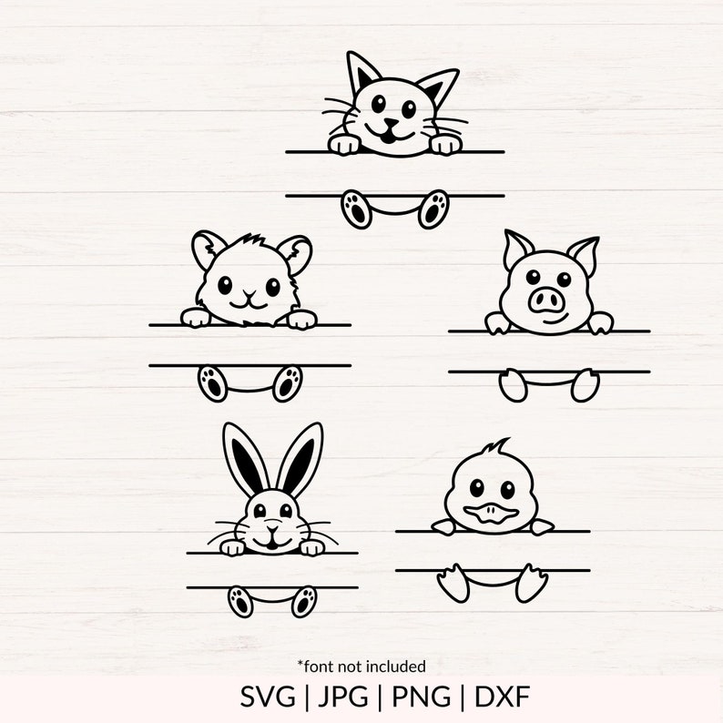 Baby Animals Split Frame Svg, Png, Jpg, Dxf, Cute Animals Split Name ...