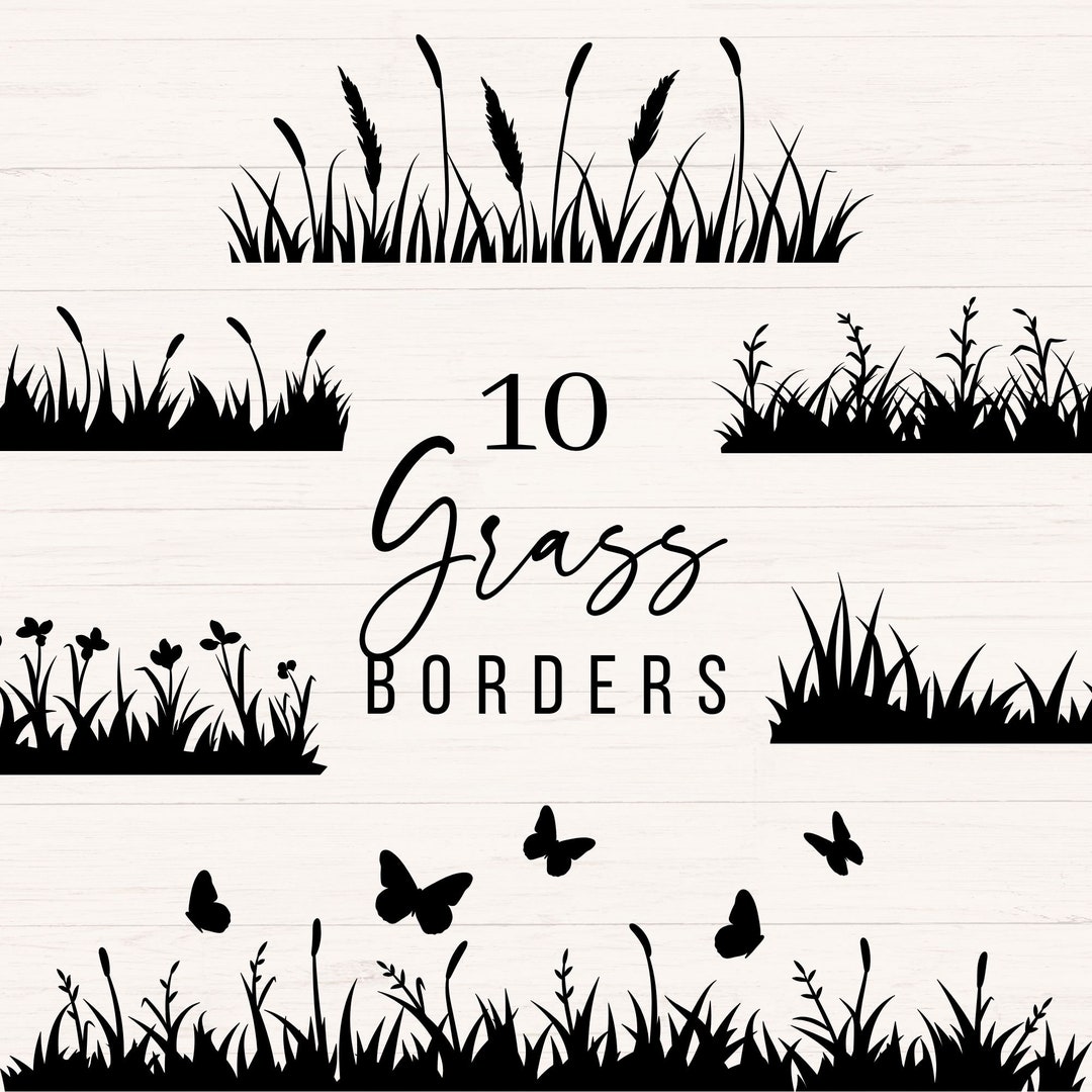 Grass Svg Bundle Grass Border Svg Grass Svg Png Dxf Grass Clipart Wild Grass Cut File
