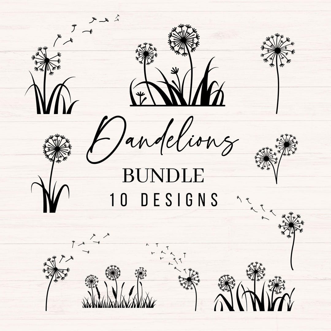 Dandelion Svg Bundle, Dandelions Svg, Png, Dxf, Dandelion Scatter Svg ...