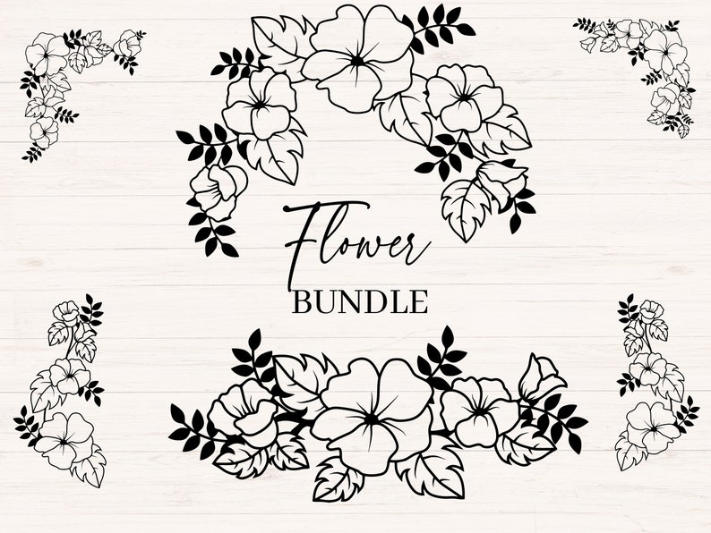 Flower Bundle SVG Jpg Png Flower Border Floral - Etsy
