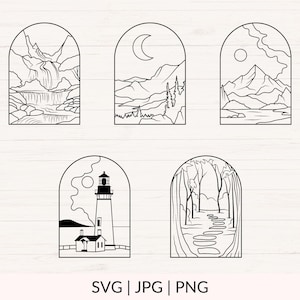 Landscape Svg, Jpg, Png, Dxf, Mountains Svg Clipart, Landscapes Bundle ...