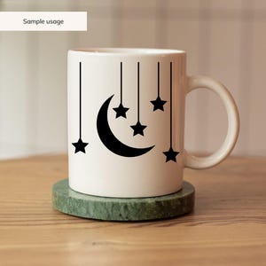 Moon and Stars Svg Bundle, Moon Svg, Png, Dxf, Moon With Stars, Night ...