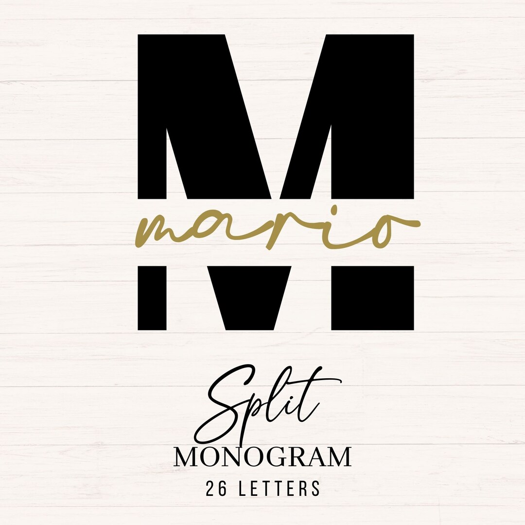 Split Monogram Svg, Unisex Monogram Svg Bundle, 26 Letters, Monogram ...