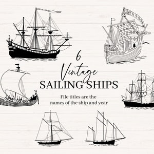 Sailing Ship Svg, Jpg, Png, Dxf Files, Nautical Cut File, Vintage Ships ...