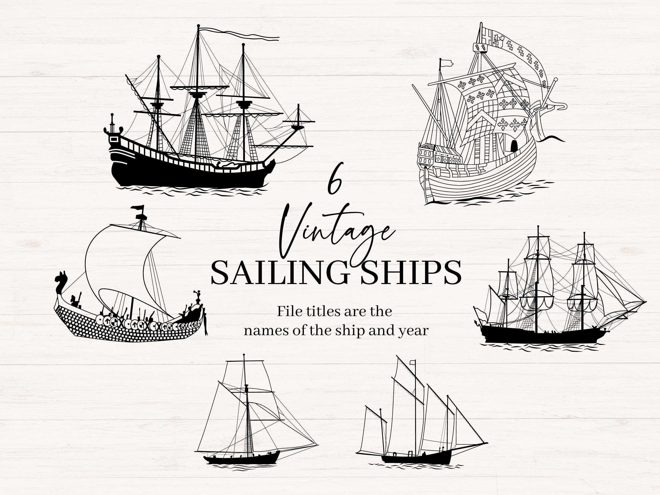 Sailing Ship Svg Jpg Png Dxf Files Nautical Cut File - Etsy Singapore