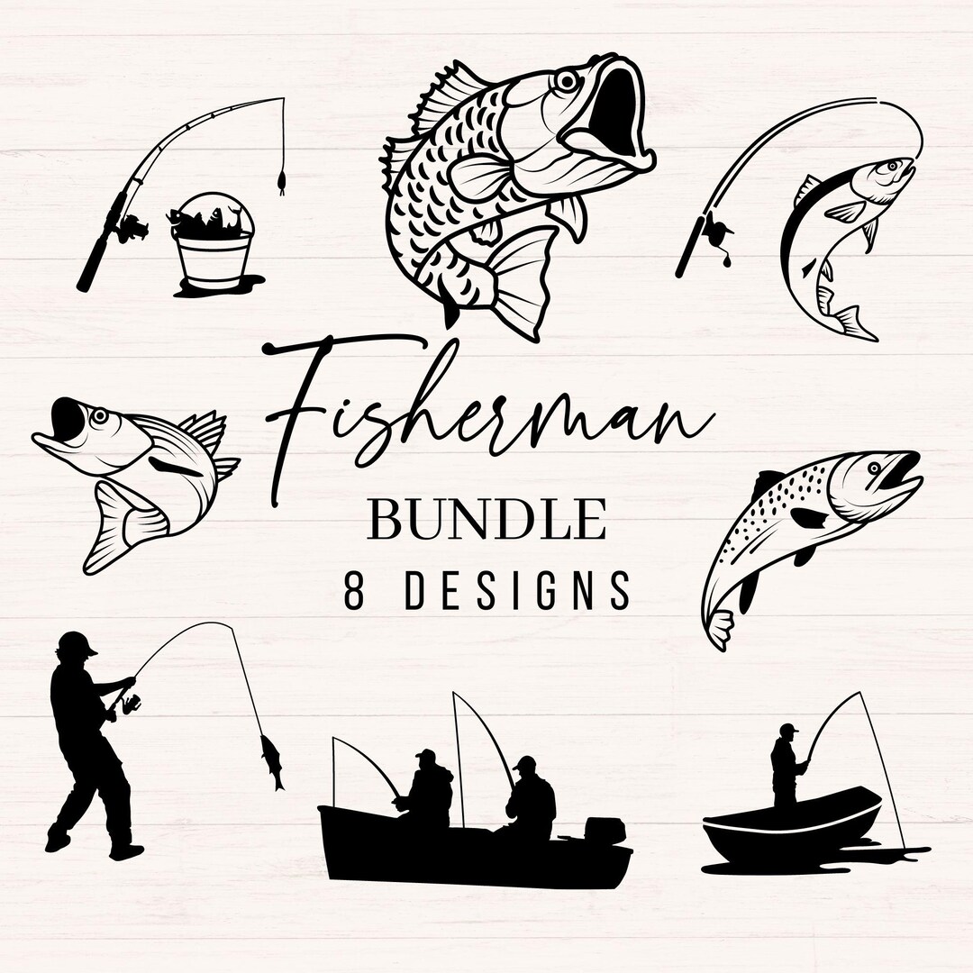 Fisherman Svg Bundle, Fishing Svg, Png, Dxf, Fish Svg, Fisher Svg ...