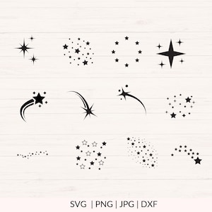 Paquete svg estrellas, Sparkle svg, png, jpg, dxf, Star Twinkle Clipart ...