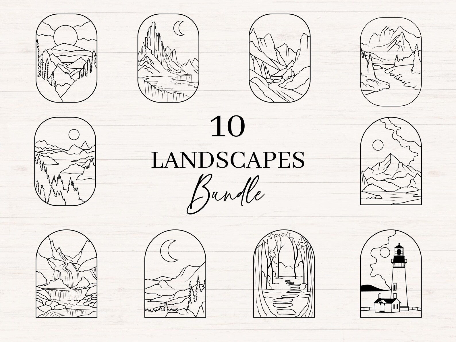 Landscape Svg Jpg Png Dxf Mountains Svg Clipart - Etsy UK