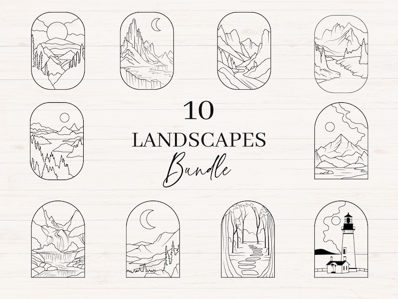 Landscape Svg Jpg Png Dxf Mountains Svg Clipart - Etsy