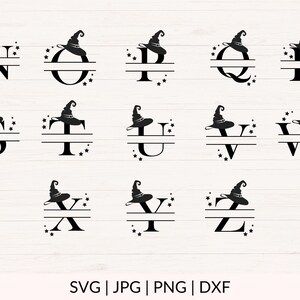 Witch Monogram Svg, Jpg, Dxf, Png, Halloween Monogram Svg, Witch Hat ...