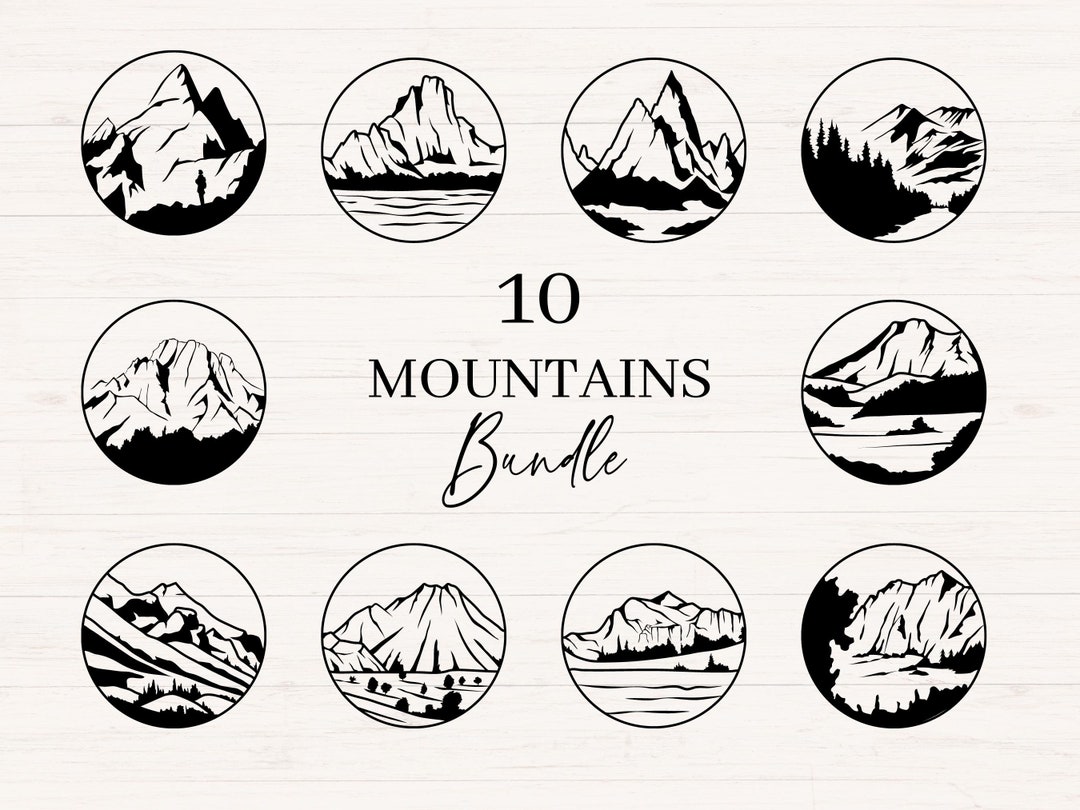 Mountain Svg, Jpg, Png, Dxf, Mountains Clipart, Landscapes Bundle Svg ...