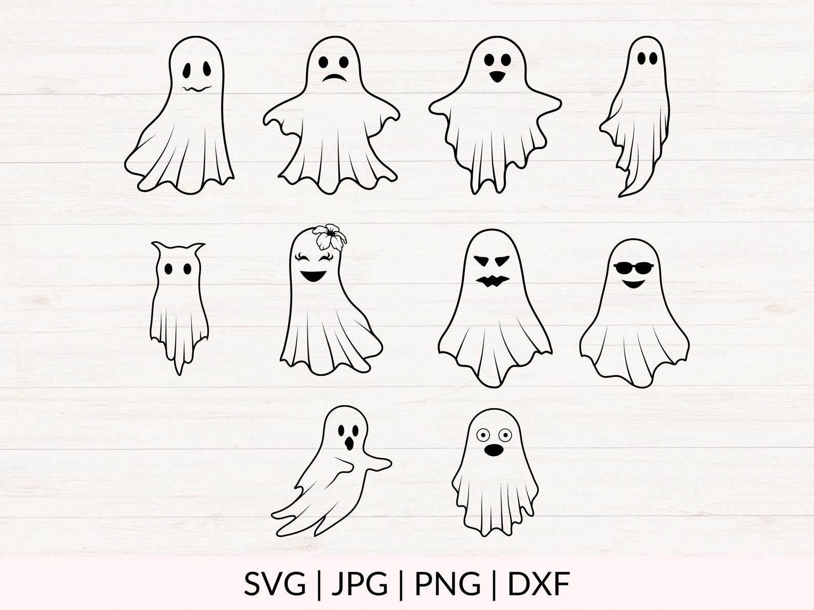 Ghost Svg, Png, Jpg, Dxf, Ghost Bundle, Halloween Ghosts, Cute Ghosts ...