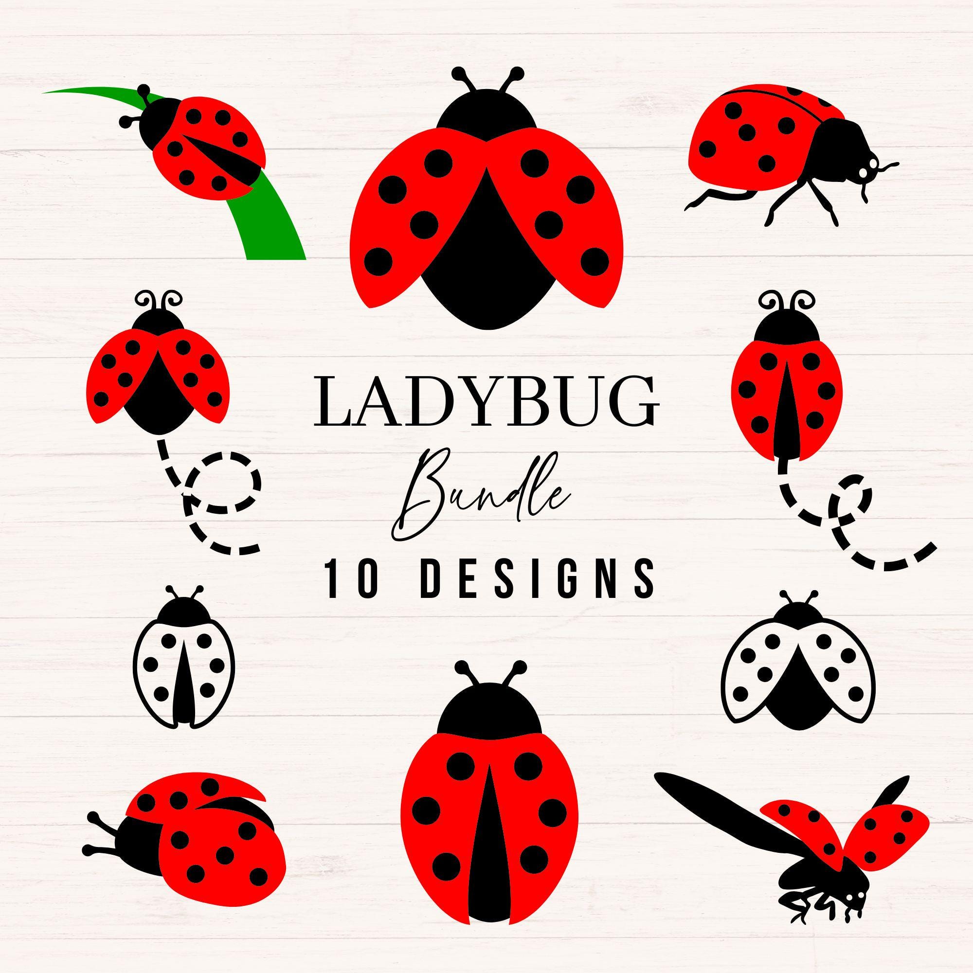 Ladybug SVG PNG DXF Bundle, Ladybug Silhouette Clipart, Insect Vector ...