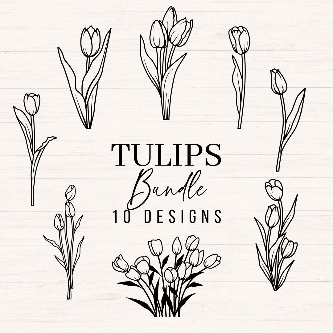 Tulip Svg Bundle, Tulips Svg, Tulip Bouquet Svg, Png, Dxf, Wild Flowers ...