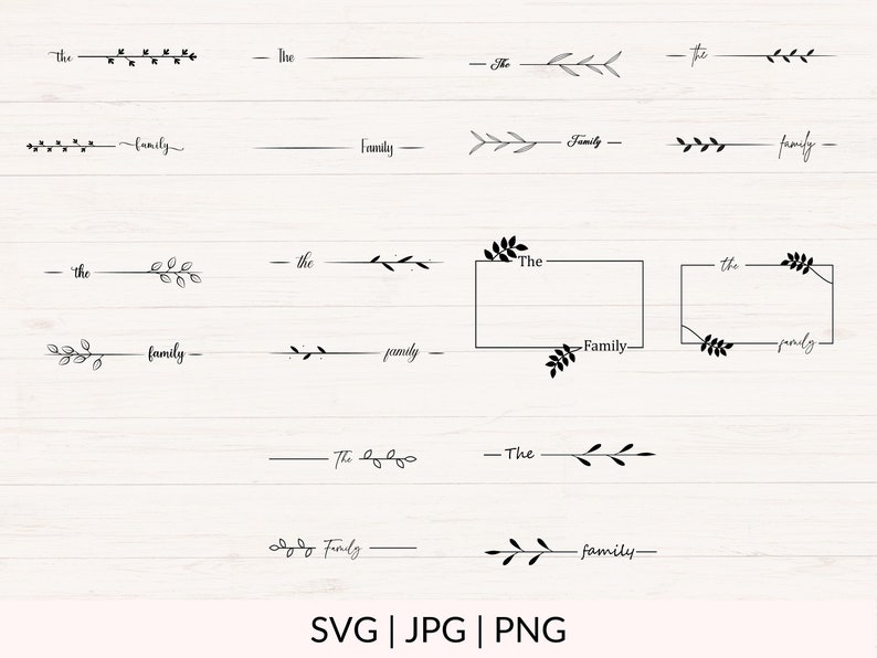 Family Name Monogram Frames Bundle, Family Name Border Svg, Jpg, Png ...
