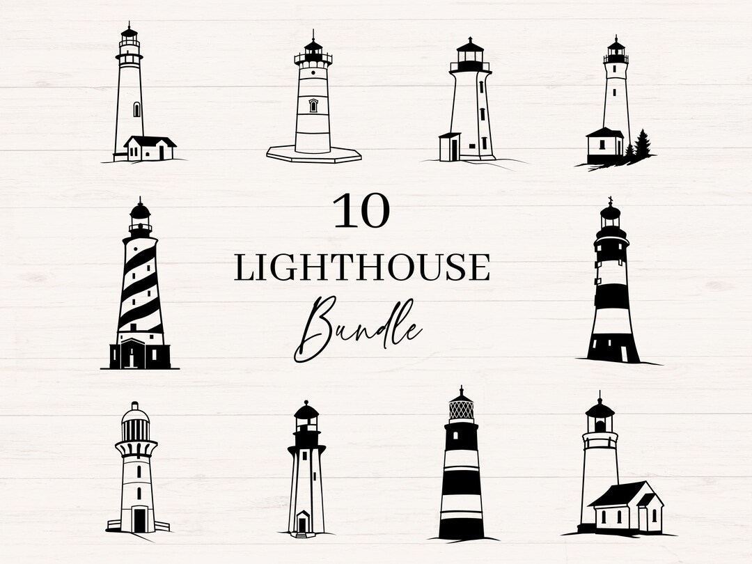 Lighthouse Svg, Jpg, Png, Dxf, Lighthouse Bundle Clipart, Nautical Svg ...