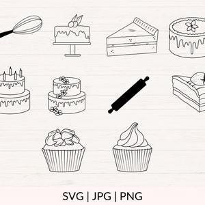 Baking Svg | Includes Png, Jpg and Svg | Bakery Line Art, Bundle ...