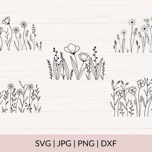 Wildflower Svg, Wildflowers Bundle, Field Flowers, Flower Border ...