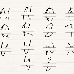 Heart Split Monogram, Script Split Monogram, Handwriting Monogram ...