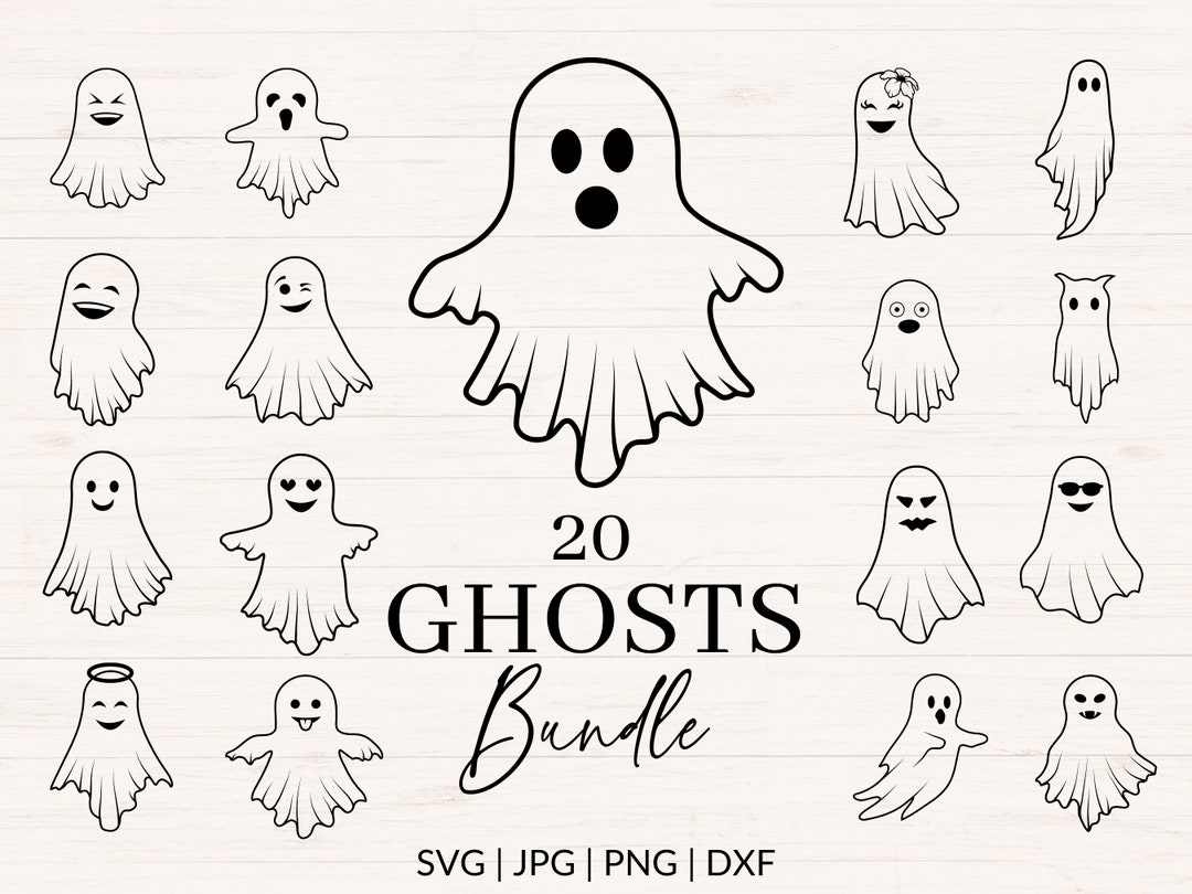 Ghost Svg, Png, Jpg, Dxf, Ghost Bundle, Halloween Ghosts, Cute Ghosts ...