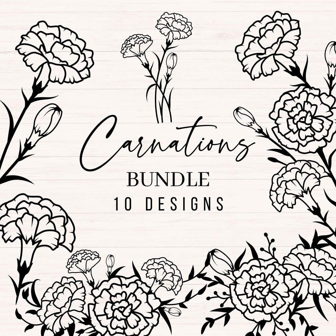 Carnation Svg Bundle, Carnations Svg, Carnation Bouquet Svg, January ...