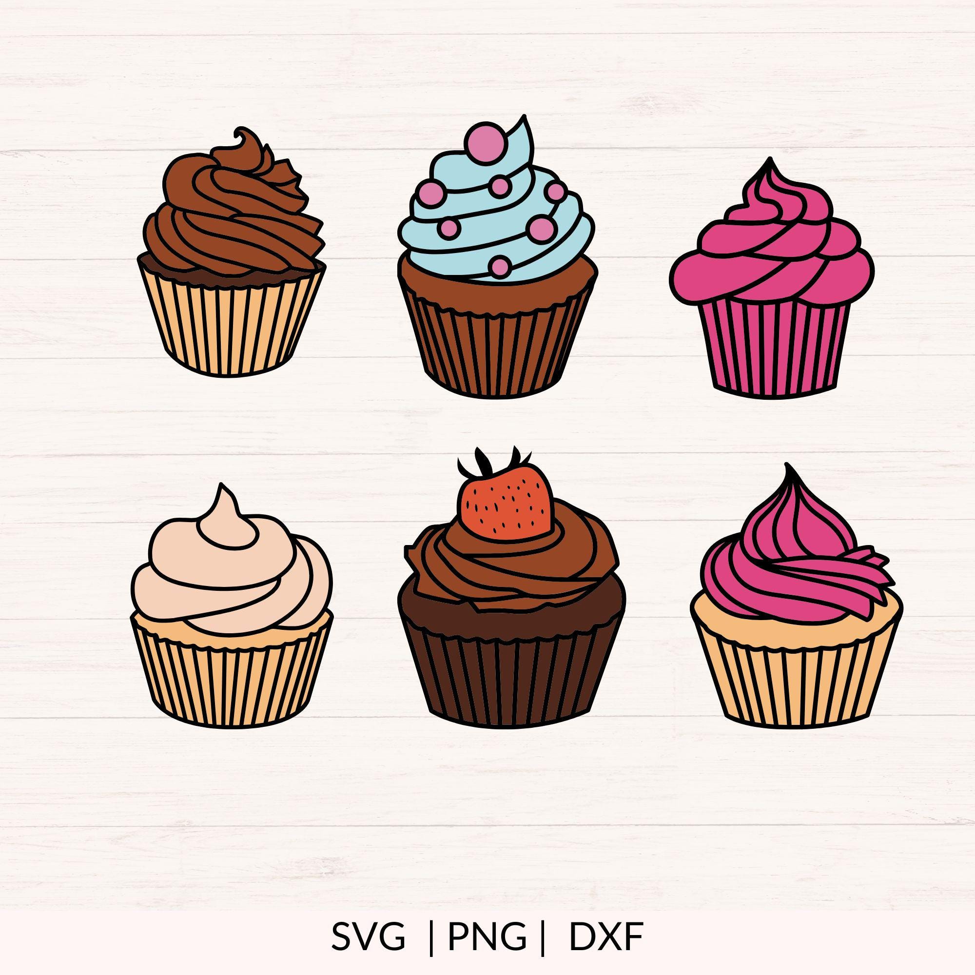 Cupcake Svg Bundle, Cupcakes Svg, Png, Dxf, Cupcake Vector Cut File ...