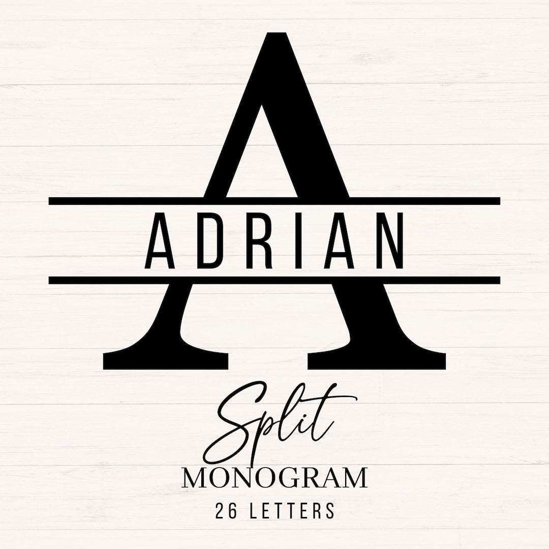 Split Monogram Svg, Unisex Monogram Svg Bundle, 26 Letters, Monogram ...