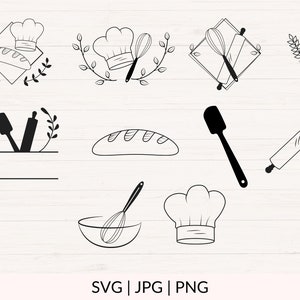 Baking Svg | Includes Png, Jpg and Svg | Bakery Line Art, Bundle ...