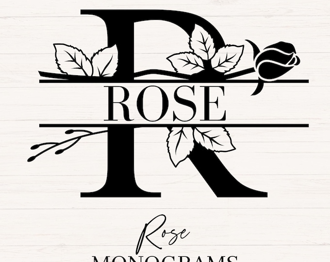 Rose Monogram SVG: Floral Alphabet PNG Set, Wedding Monogram (digital ...