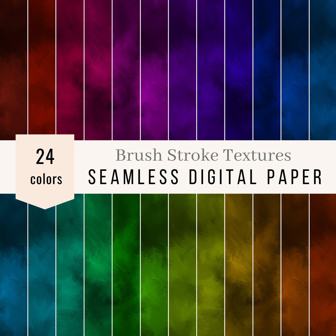 Seamless Digital Paper Png, Brush Stroke Texture, Rainbow Digital Paper ...