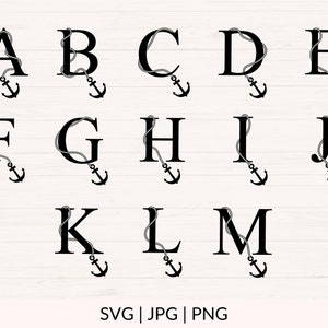 Nautical Monogram Svg, Jpg, Png, Anchor Monogram Clipart, Nautical ...
