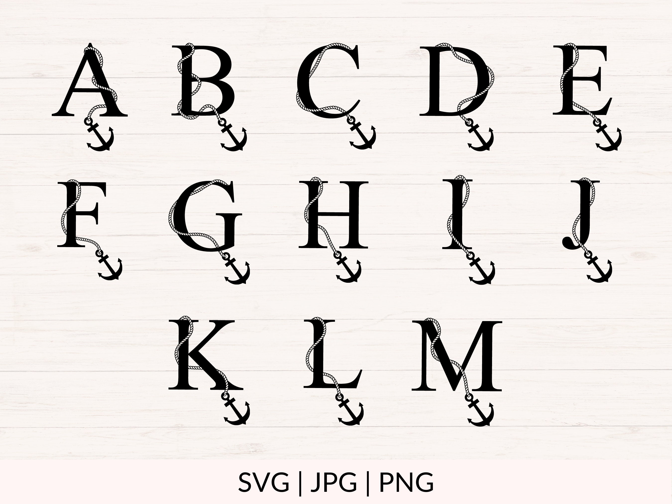 Nautical Monogram Svg, Jpg, Png, Anchor Monogram Clipart, Nautical ...