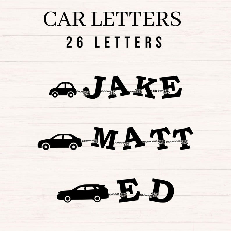 Car Letters Svg Set, Car Alphabet, Chain Pull Alphabet, Custom Name Svg ...