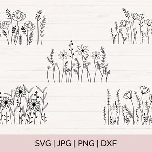 Wildflower Svg, Wildflowers Bundle, Field Flowers, Flower Border ...