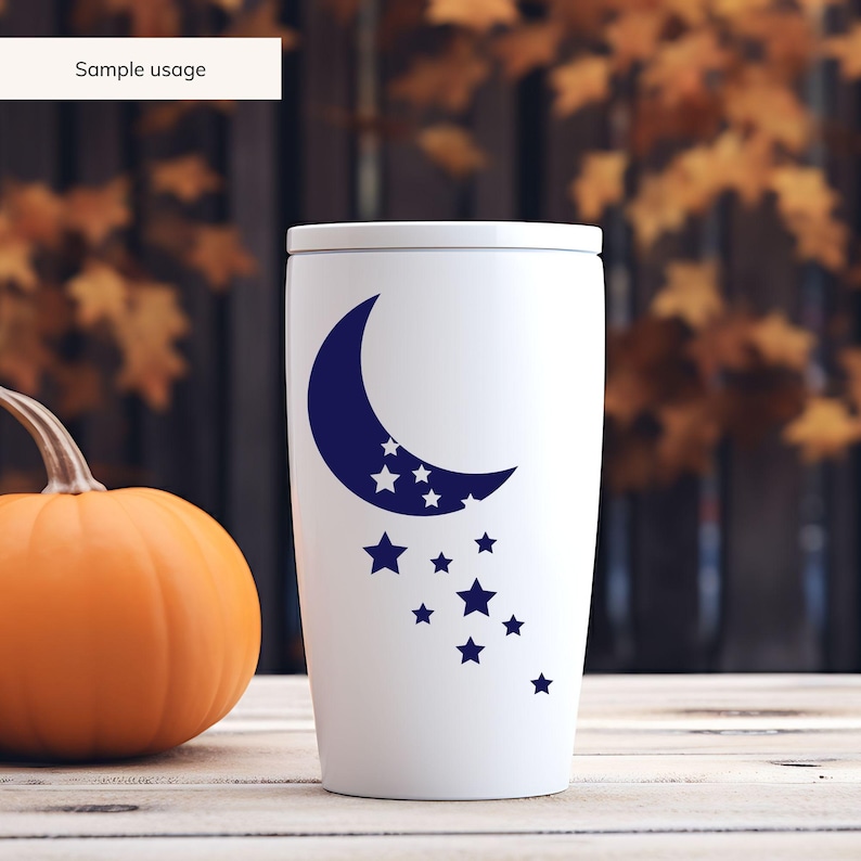 Moon and Stars Svg Bundle, Moon Svg, Png, Dxf, Moon With Stars, Night ...