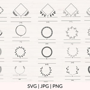 Family Name Monogram Frames Bundle, Family Name Border Svg, Jpg, Png ...