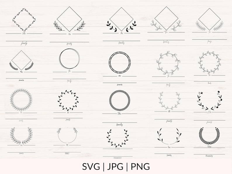 Family Name Monogram Frames Bundle, Family Name Border Svg, Jpg, Png ...