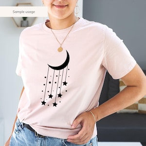 Moon and Stars Svg Bundle, Moon Svg, Png, Dxf, Moon With Stars, Night ...