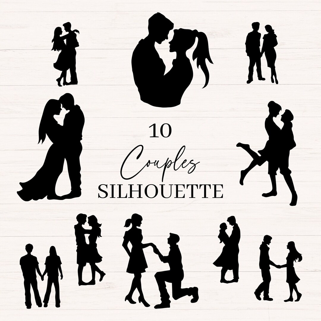 Couple Silhouette Svg Bundle, Romantic Svg, Valentines Svg, Lovers Svg ...