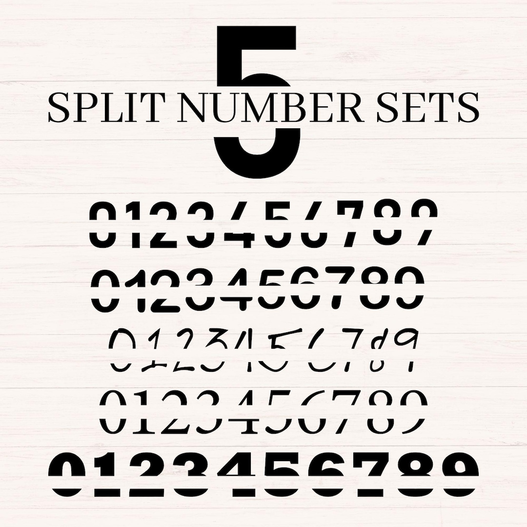Split Numbers Svg, Numbers Svg, Dxf, Png, Split Number Clipart, Number ...