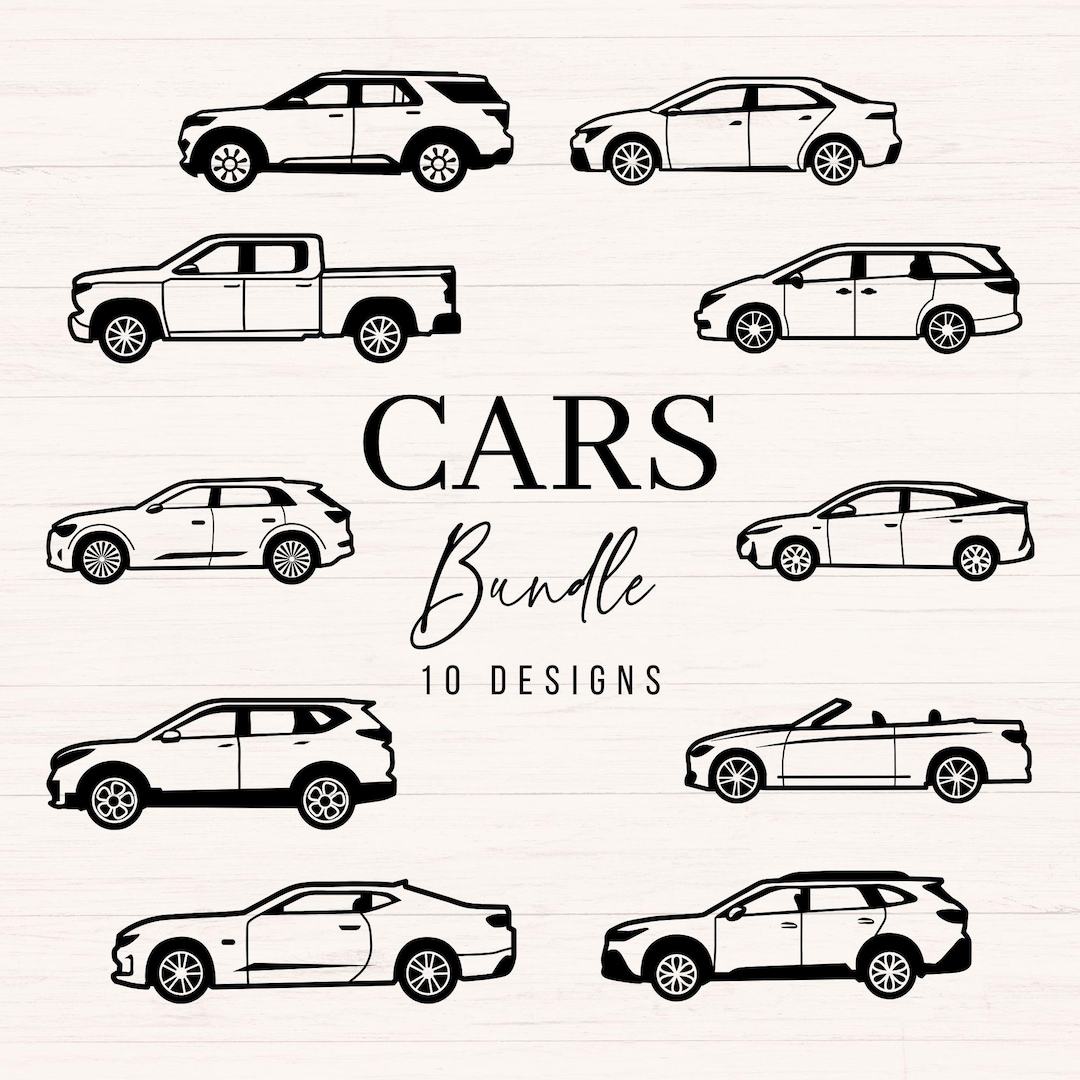 Cars Svg Bundle, Car Clipart Bundle, Cars Svg, Png, Jpg, Dxf, Car ...