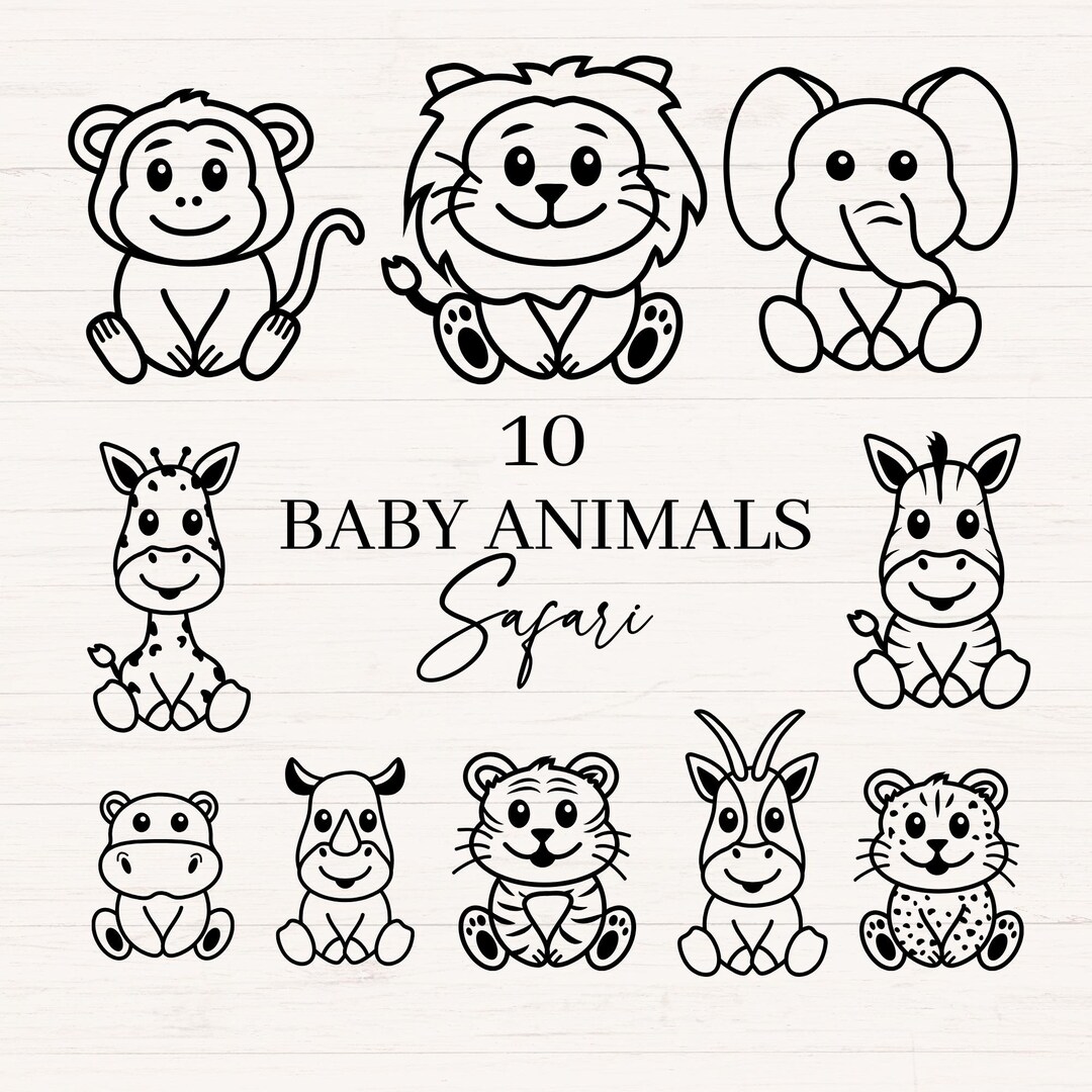 Baby Animals Svg, Png, Jpg, Dxf, Cute Animals Bundle, Animal Bundle ...