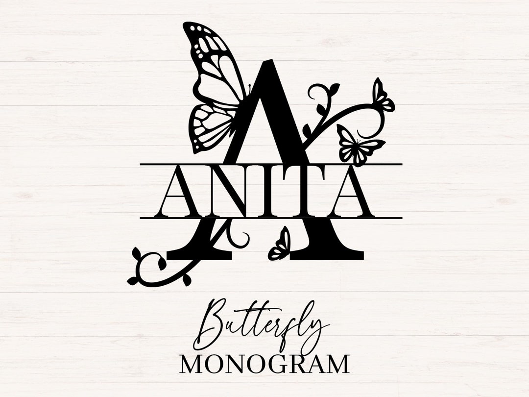 Butterfly Split Monogram Svg, Jpg, Png, Butterfly Monogram Clipart ...